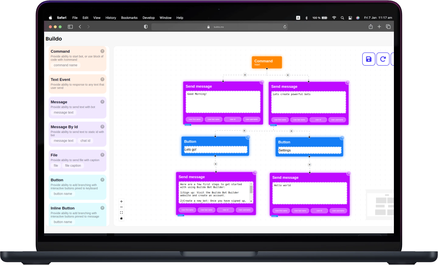 Buildo - Visual Telegram Chatbots Builder Without Coding