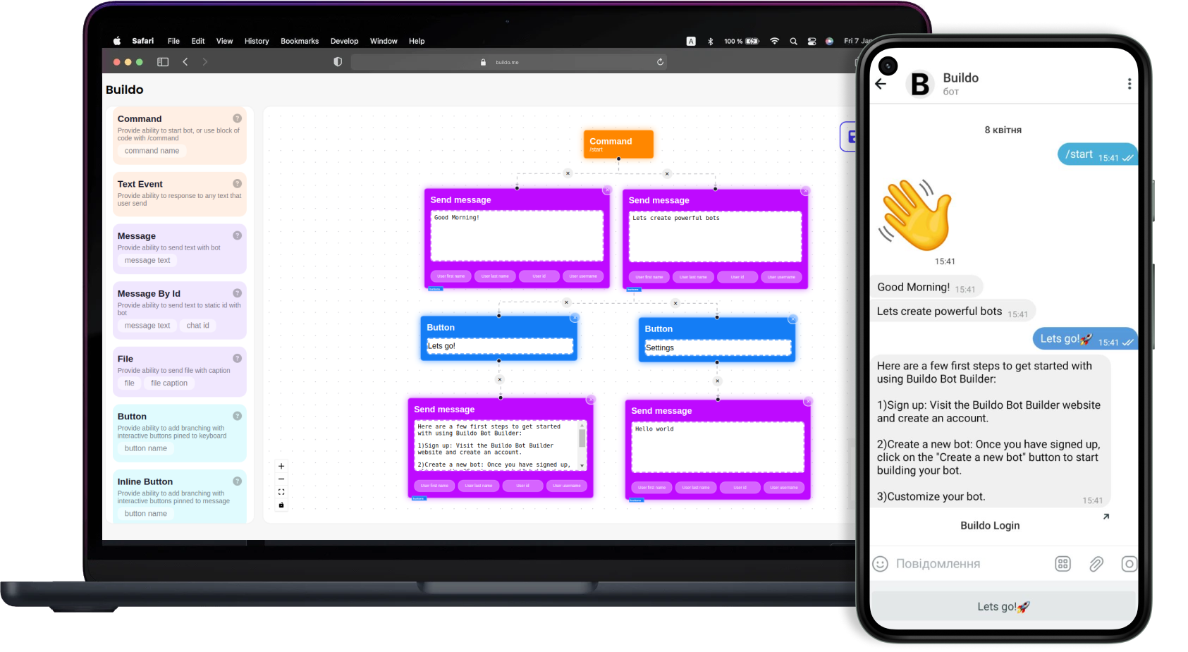 Buildo - Visual Telegram Chatbots Builder Without Coding